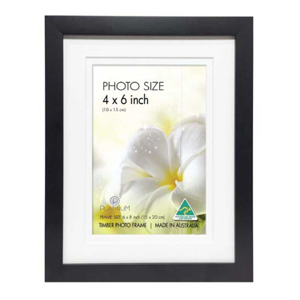 Essentials timber photo frame Black 6×8″ matted to 4×6″ – Platinum Sales