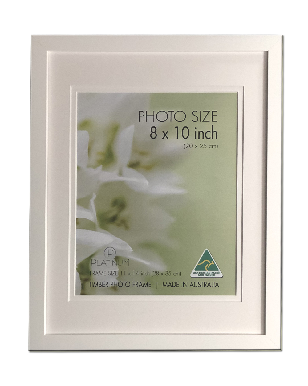 Essentials timber photo frame White 11×14″ matted to 8×10″ – Platinum Sales